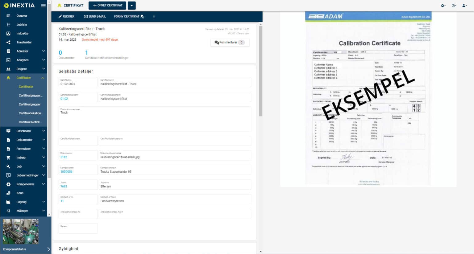 INEXTIA - Kontrol over din dokumentstyring med Certifikatmodulet